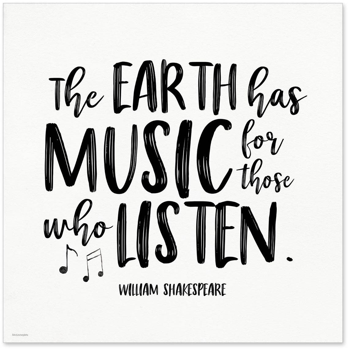 The Earth Has Music Shakespeare Quote Art. Musical Literary - Etsy