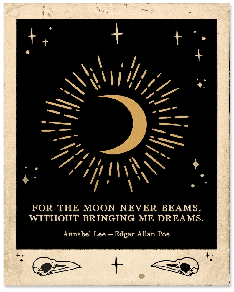 Edgar Allan Poe Annabel Lee Literary Quote. Vintage Style Print. Fine ...