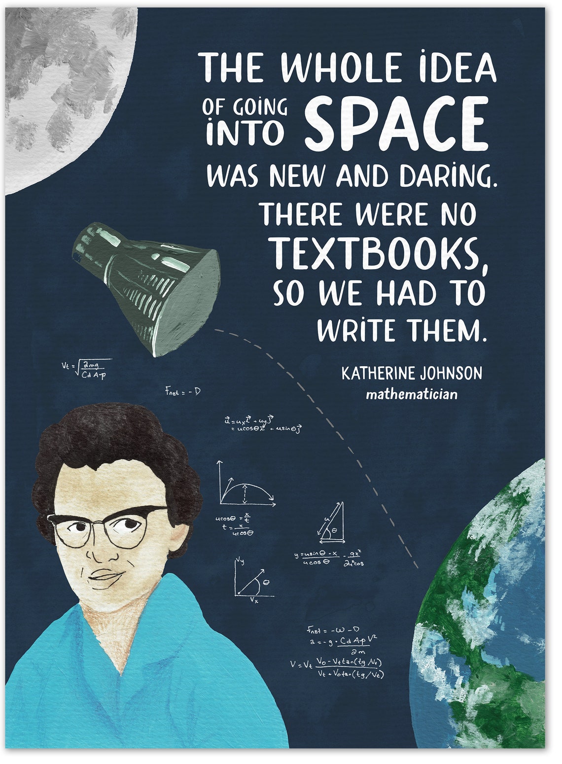 Katherine Johnson Mathematics Science STEM Art Print. Matte | Etsy