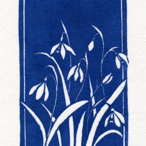 Snowdrops Limited Edition Block Print Galanthus Botanical Flower Floral ...