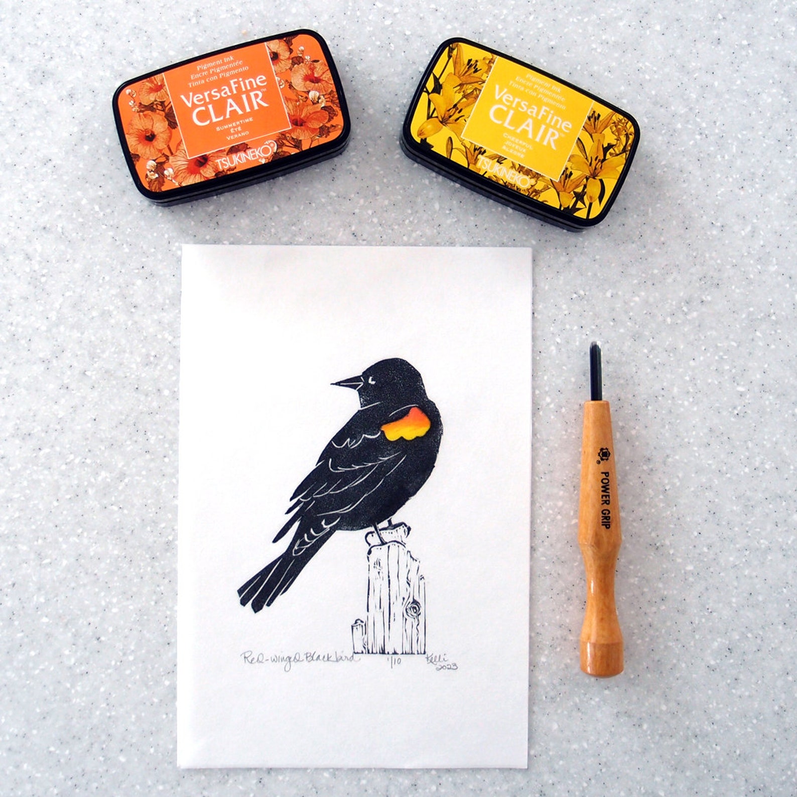 Red-winged Blackbird Limited Edition Block Print Linocut Relief Print ...