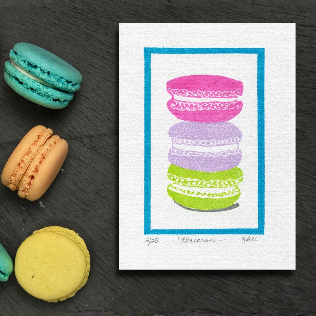 Macaron Cookies Limited Edition Block Print - Kitchen Baking Sweets ...