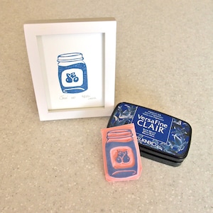 Blueberry Jam Jar Limited Edition Block Print - Kitchen Art - Cooking ...