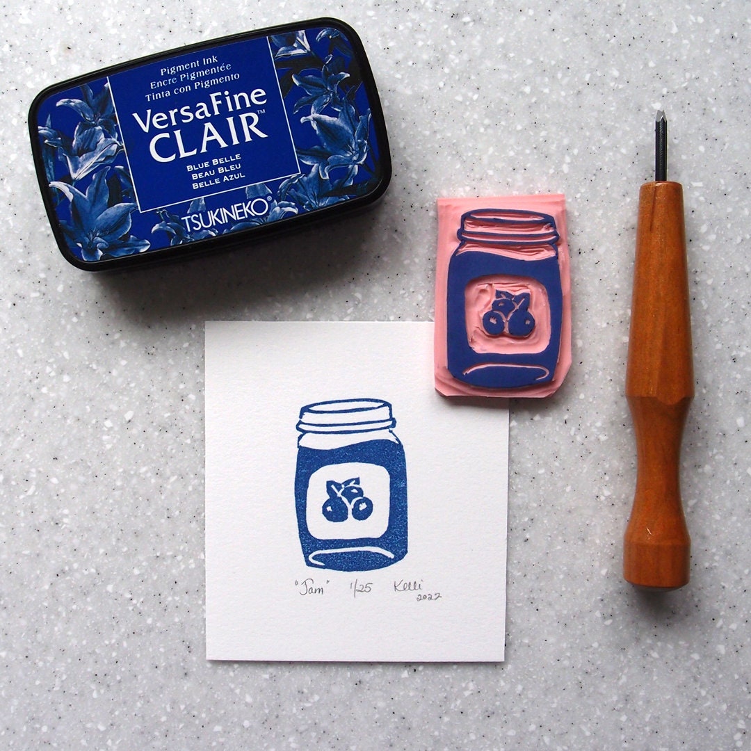 Blueberry Jam Jar Limited Edition Block Print - Kitchen Art - Cooking ...