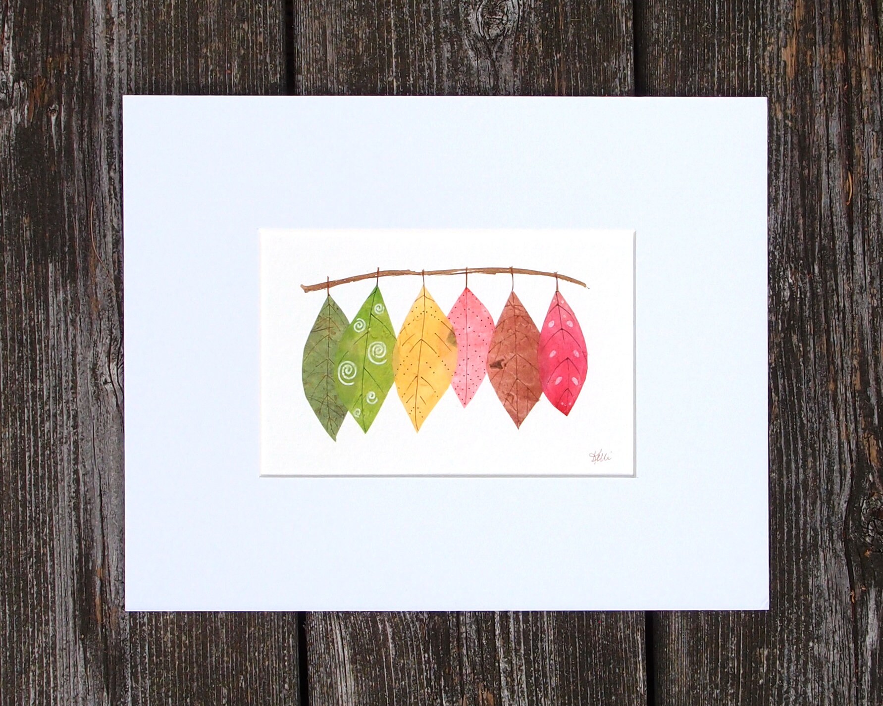 Fall Leaves Original Mixed Media Paper Collage Autumn Bohemian Abstract ...