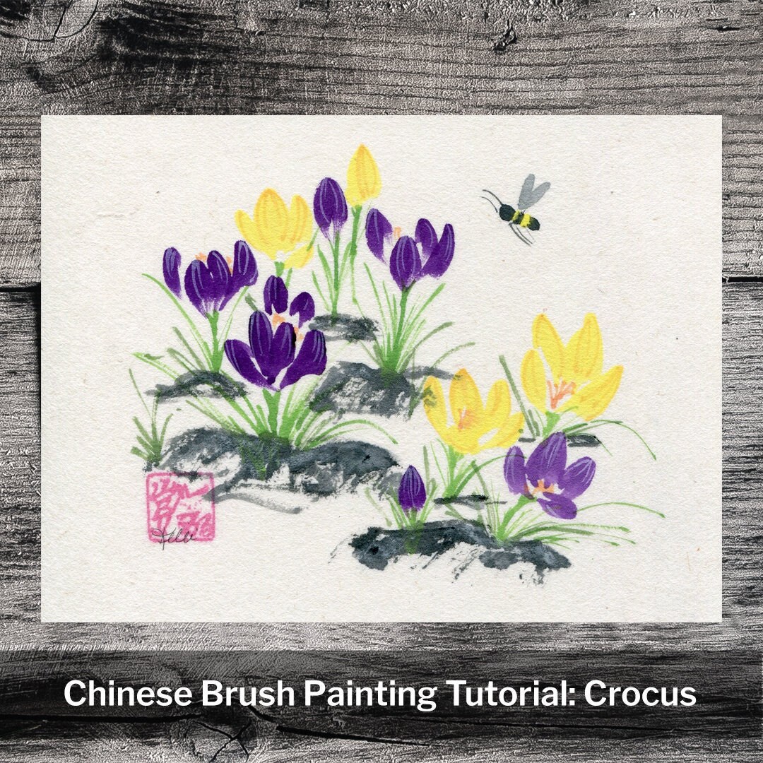 Chinese Brush Painting Tutorial Crocus Flowers- Digital Download ...