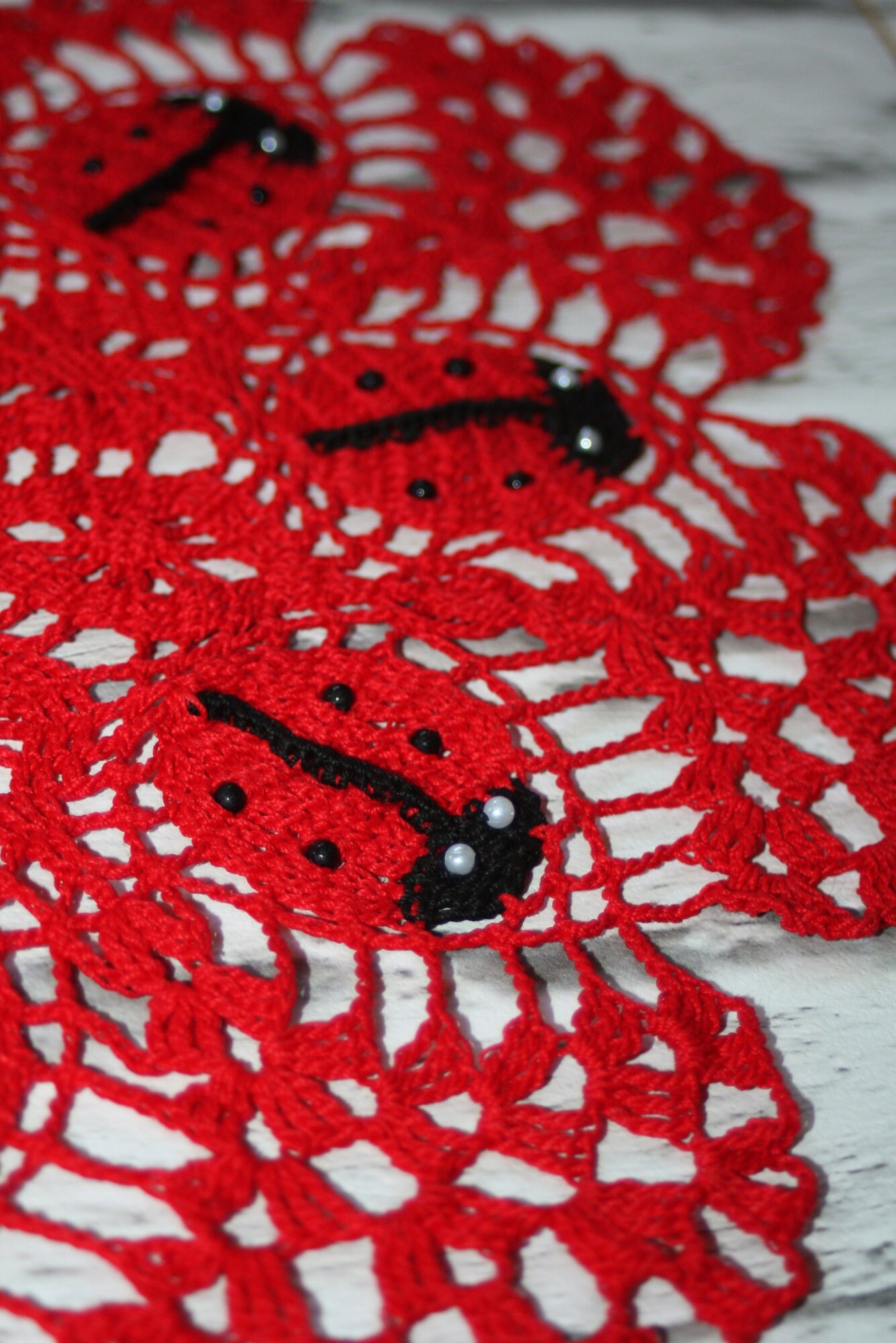 Crochet Ladybug Doily, Baby Room Decor, Ladybug Birthday, Babyshower ...