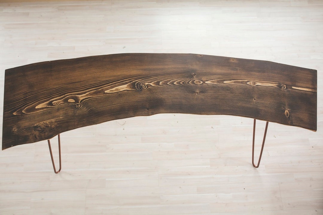 Curvy Wood Bench, Curved Lounge Bench, Solid Wood Slab Lobby Bench ...