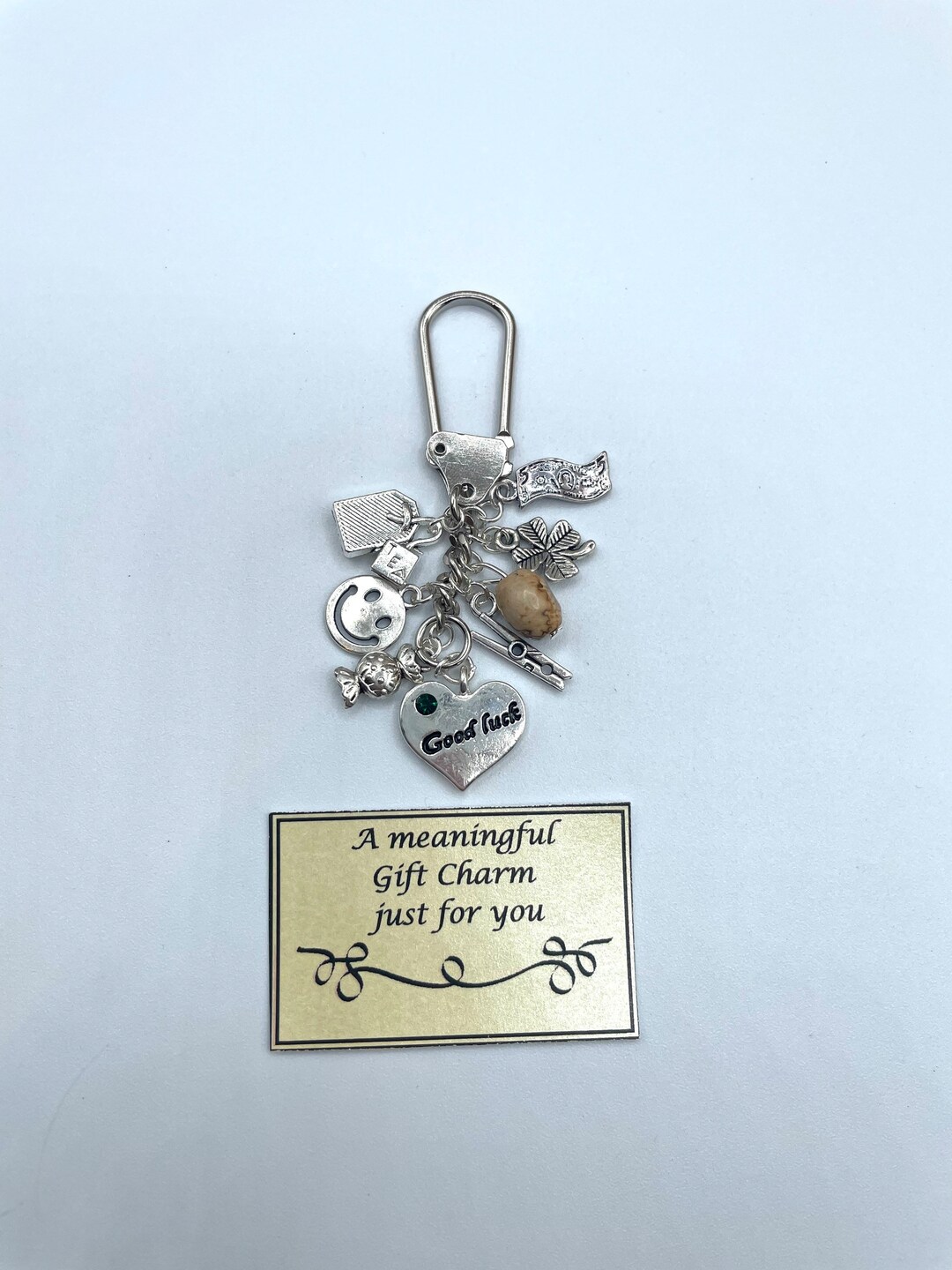 Good Luck in Your New Job Meaningful Words and Charms Keepsake Key Ring ...