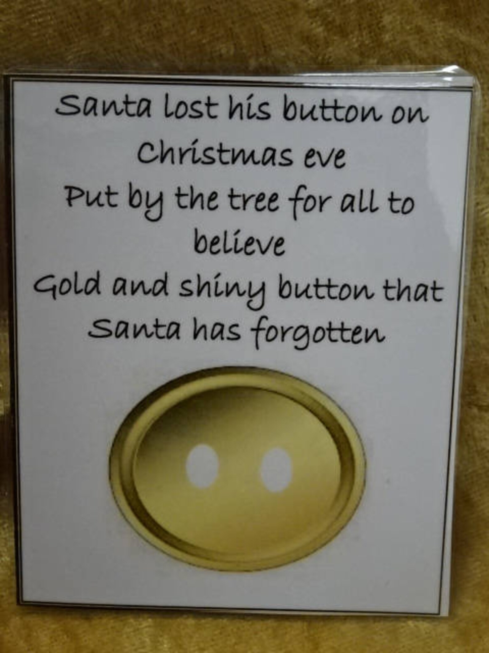 Santa's Lost Button Gold or Silver Christmas Day Gift | Etsy