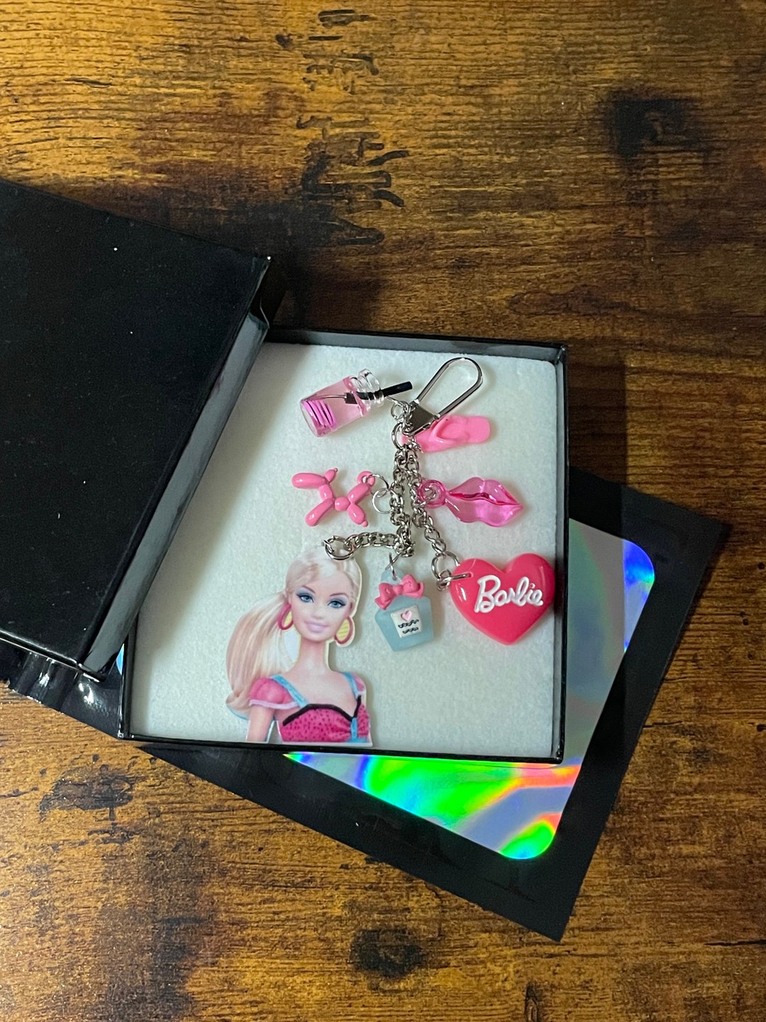 BARBIE Film Inspired Key Ring or Bag Charm Set Perfume Shoes Poodle ...