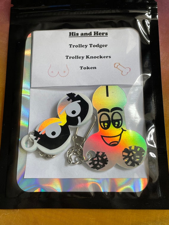 His and Hers Trolley Token Set Fun Novelty Willy and Boobies - Etsy