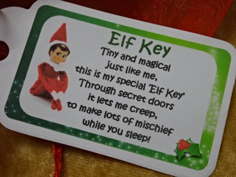 Christmas Elf Magical Door Key Charm Gift Bag Poem Gift Tag | Etsy