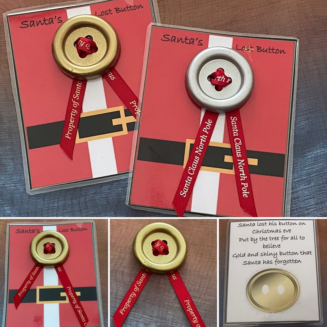 Santa's Lost Button Gold or Silver Christmas Day Gift - Etsy