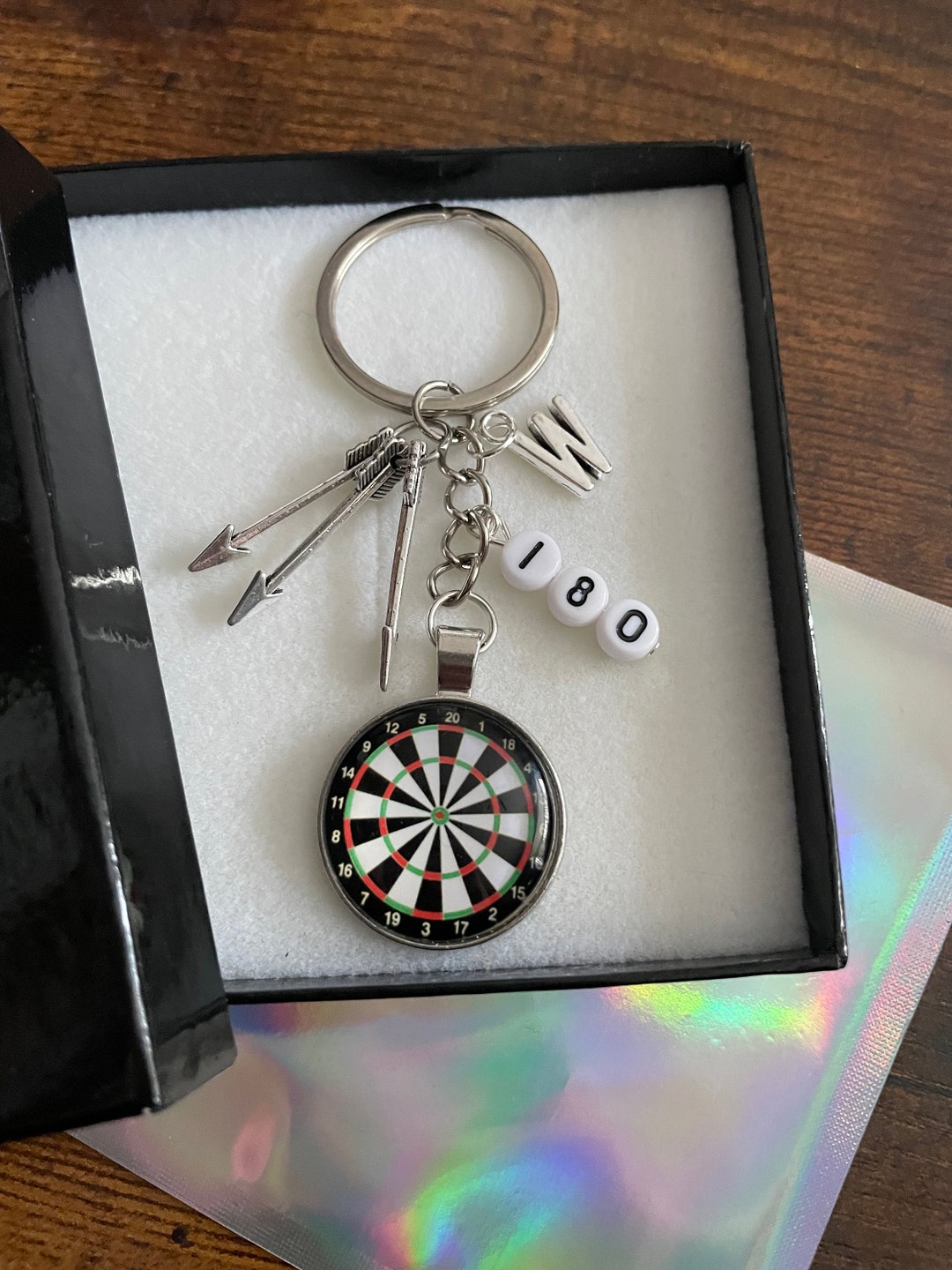 PERSONALISED Initial Alphabetical Letter Darts Set Key Bag Charm Set ...