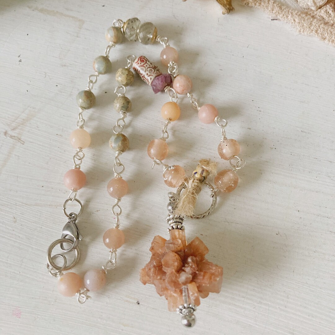 Women’s Desert Raw Aragonite Talisman Boho-chic Sunstone Mystical ...