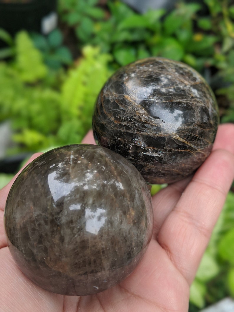 Black Moonstone Sphere Large Polished Goddess Rock Untreated - Etsy