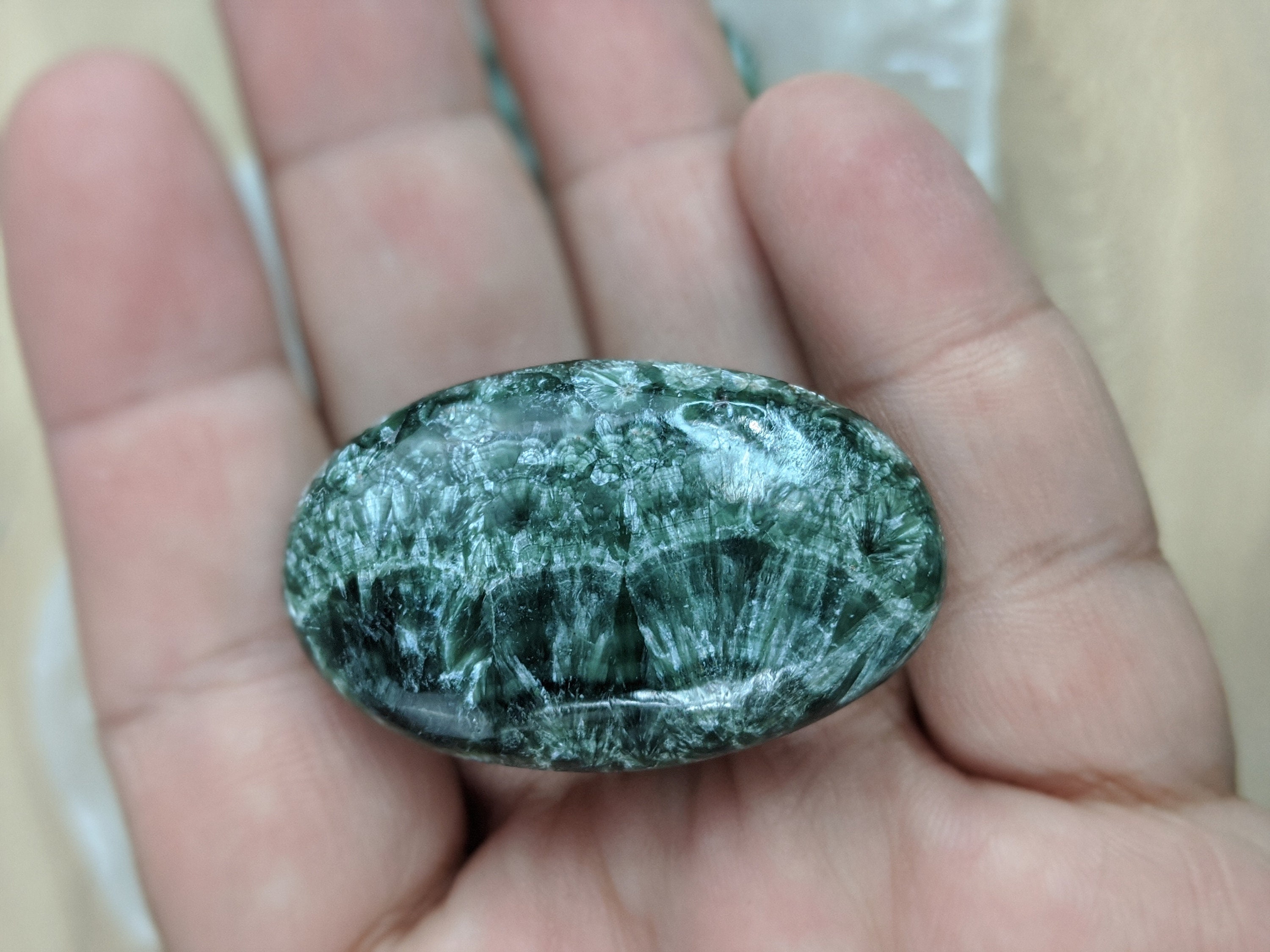 Seraphinite Palm Stone Polished Pocket Pebble Angel Stone | Etsy