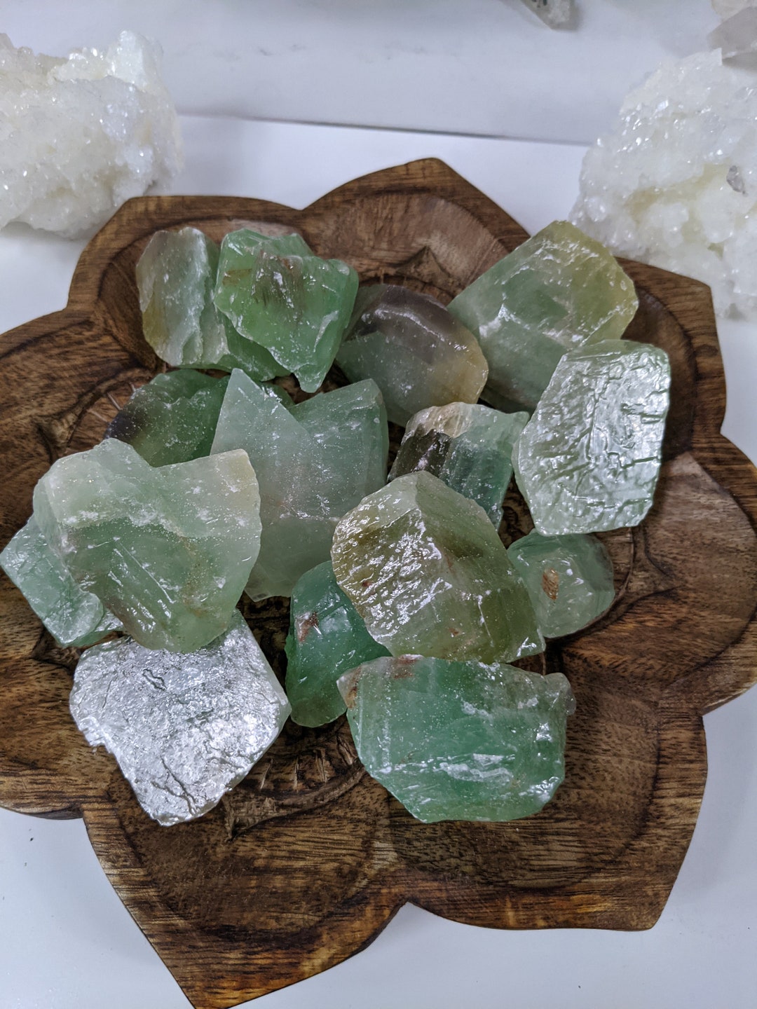 Emerald Green Calcite Large Chunks Raw Rough Palm Crystal Natural Stone Mineral Specimen ...