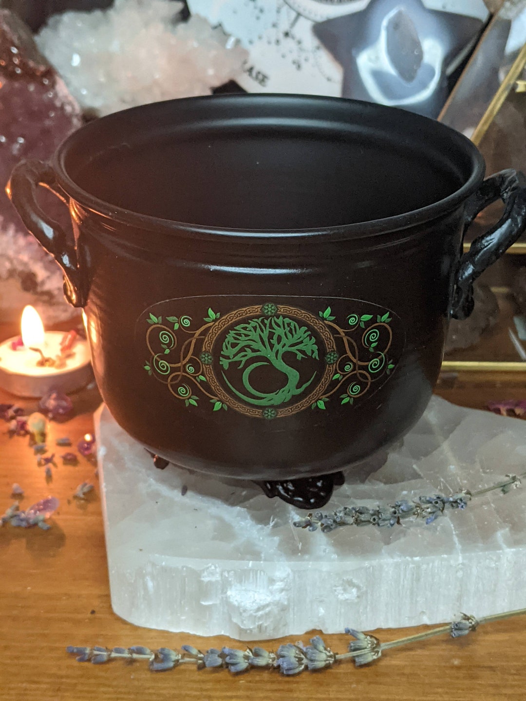 Large Tree of Life Black Metal Altar Cauldron Altar Tool Witch Magic ...