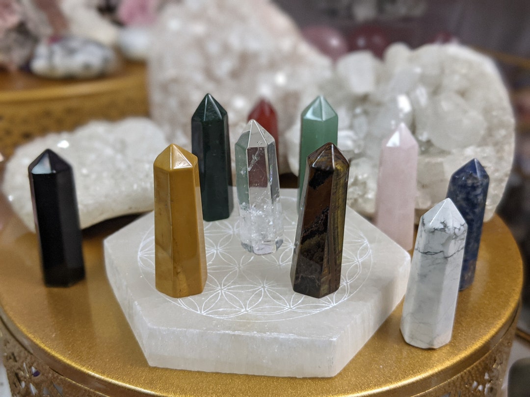 Healing Crystal Gemstone Towers Assorted Mini Points 2 Hand Carved ...