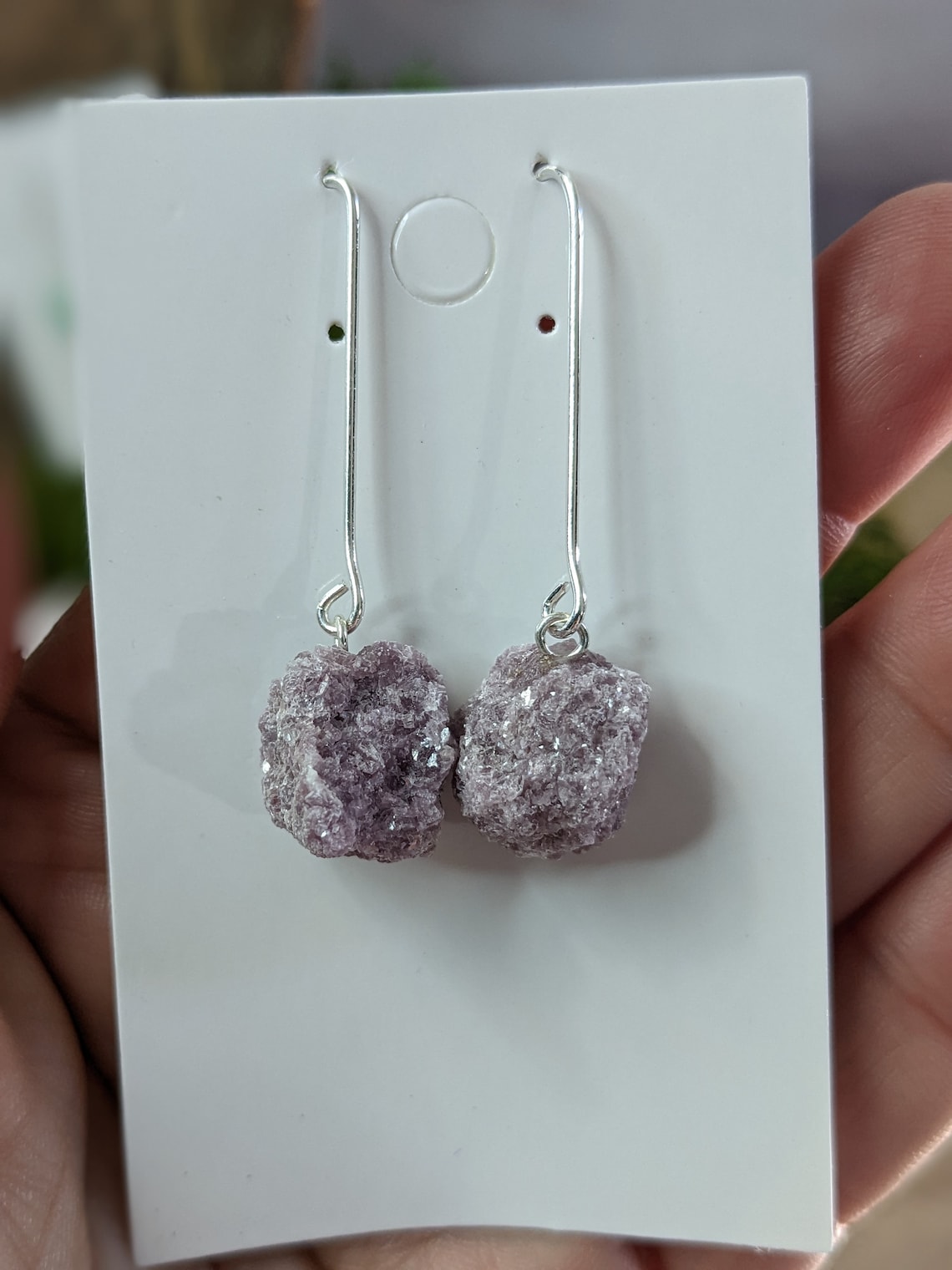 Crystal Chunk Drop Hook Earrings Assorted Stone Gemstone - Etsy