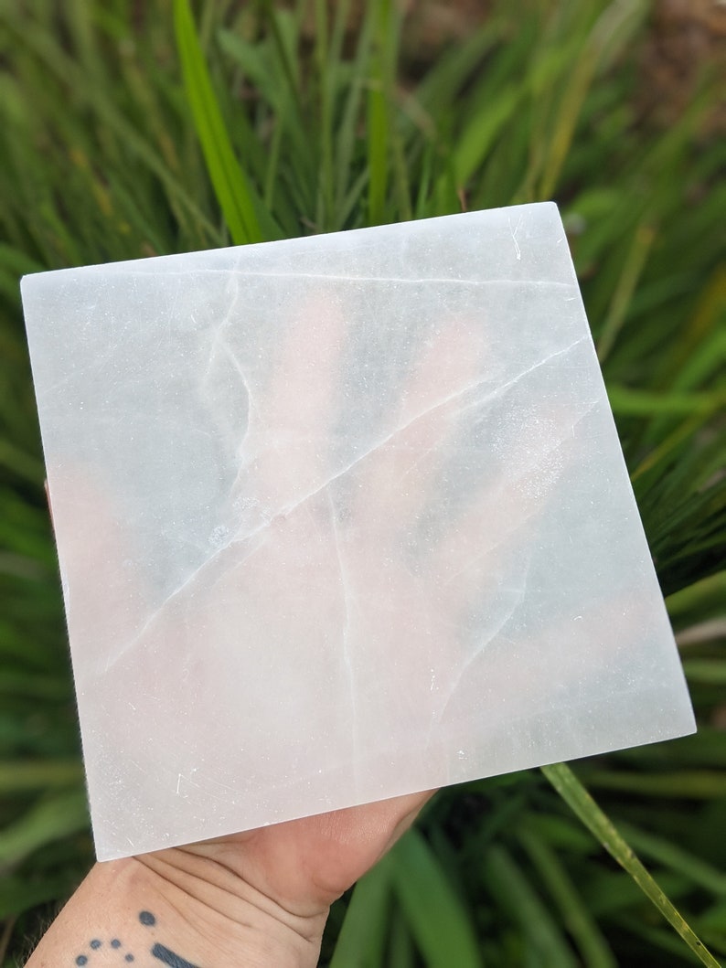 Large Square Polished Selenite Charging Plate 6 Inches - Etsy