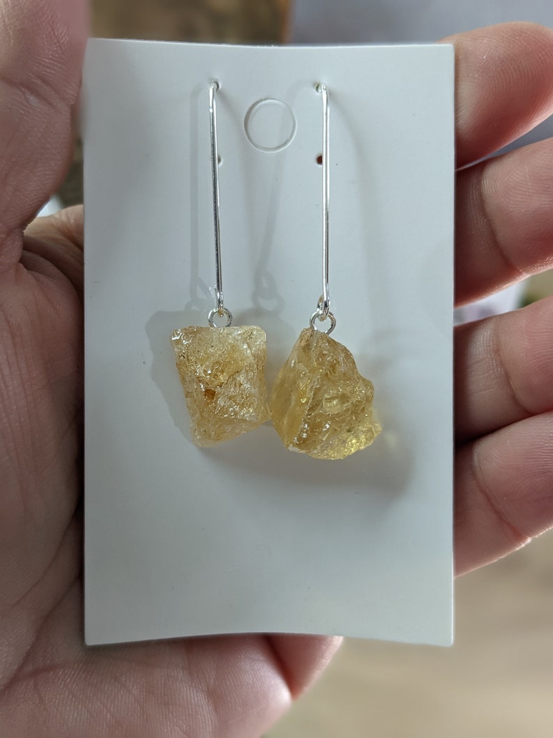 Crystal Chunk Drop Hook Earrings Assorted Stone Gemstone - Etsy