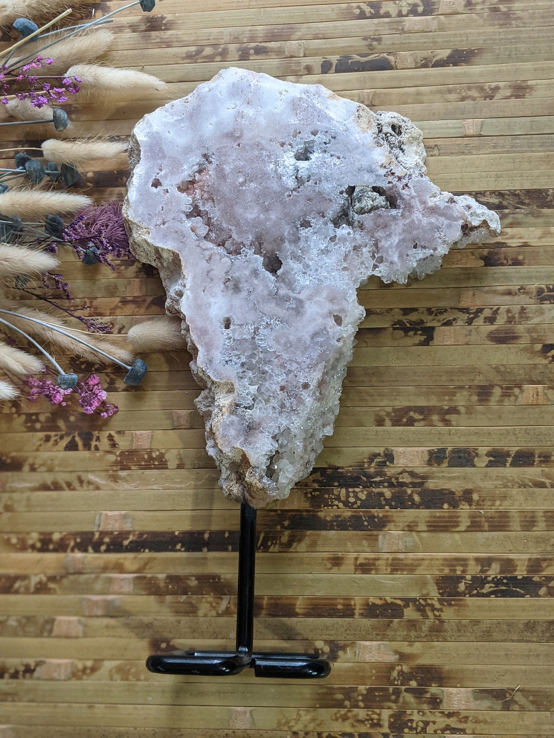 Large Rare Pink Amethyst Druzy on Metal Stand Double Sided | Etsy