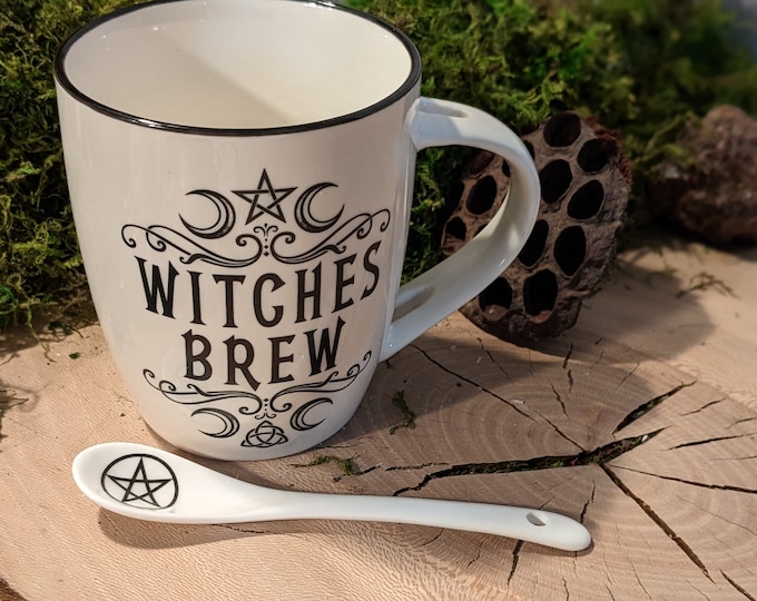 Witches Brew Mug Spoon Set Cauldron Magic Brew Witch Coffee Tea Cup ...