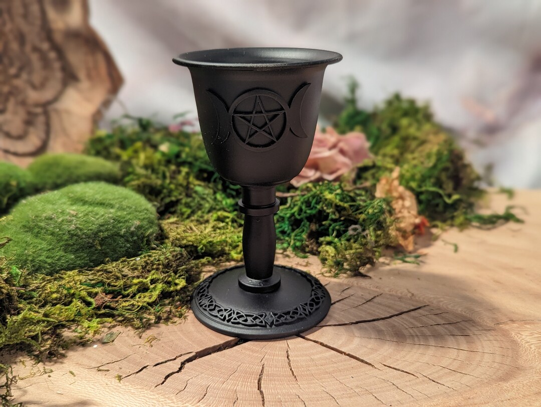 Triple Moon Goddess Chalice Candle Holder Goblet Altar Goddess Witch ...