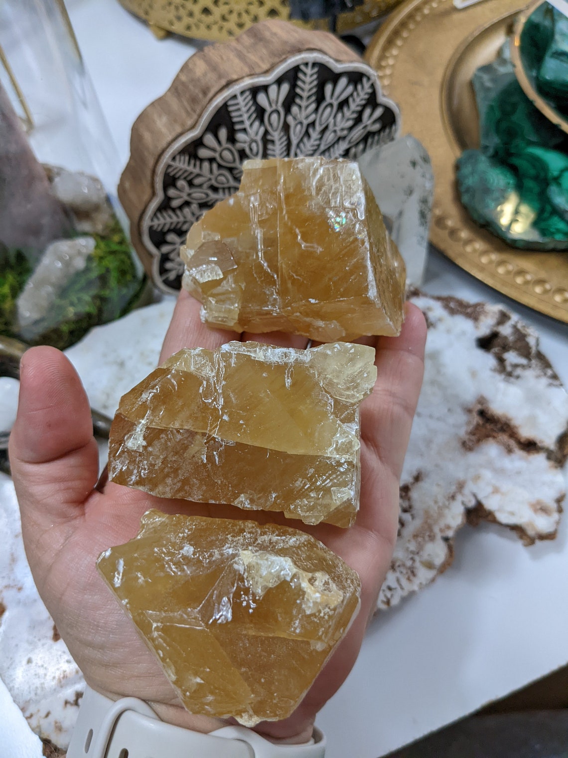 Golden Honey Amber Calcite Large Chunks Raw Yellow Orange Palm - Etsy