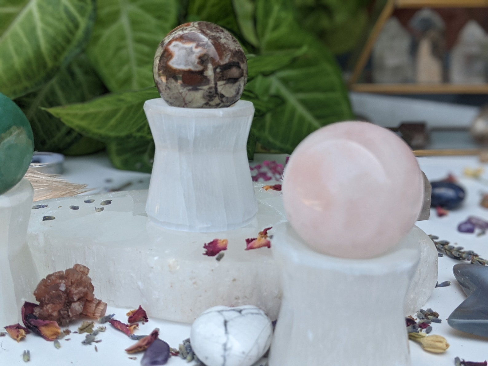 White Selenite Sphere Stand Hourglass Crystal Ball Holder - Etsy