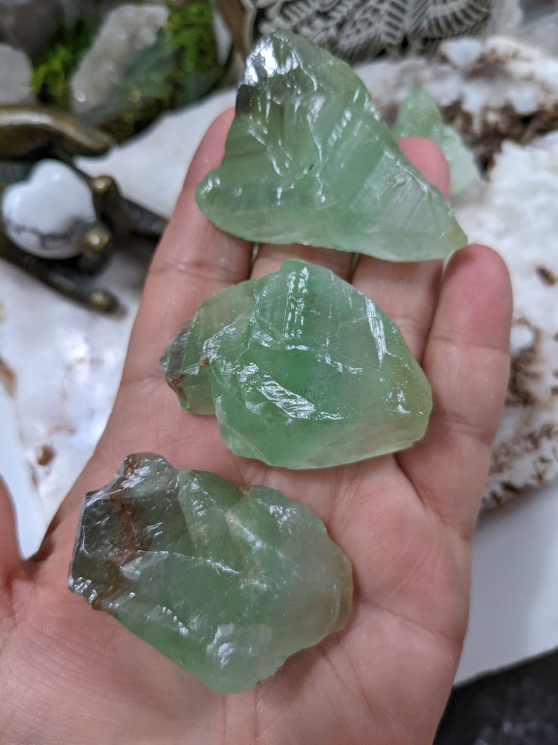 Emerald Green Calcite Large Chunks Raw Rough Palm Crystal - Etsy
