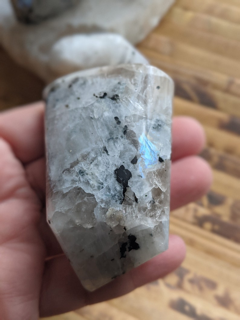 Rainbow Moonstone Freeforms W/ Black Tourmaline Blue Flash - Etsy