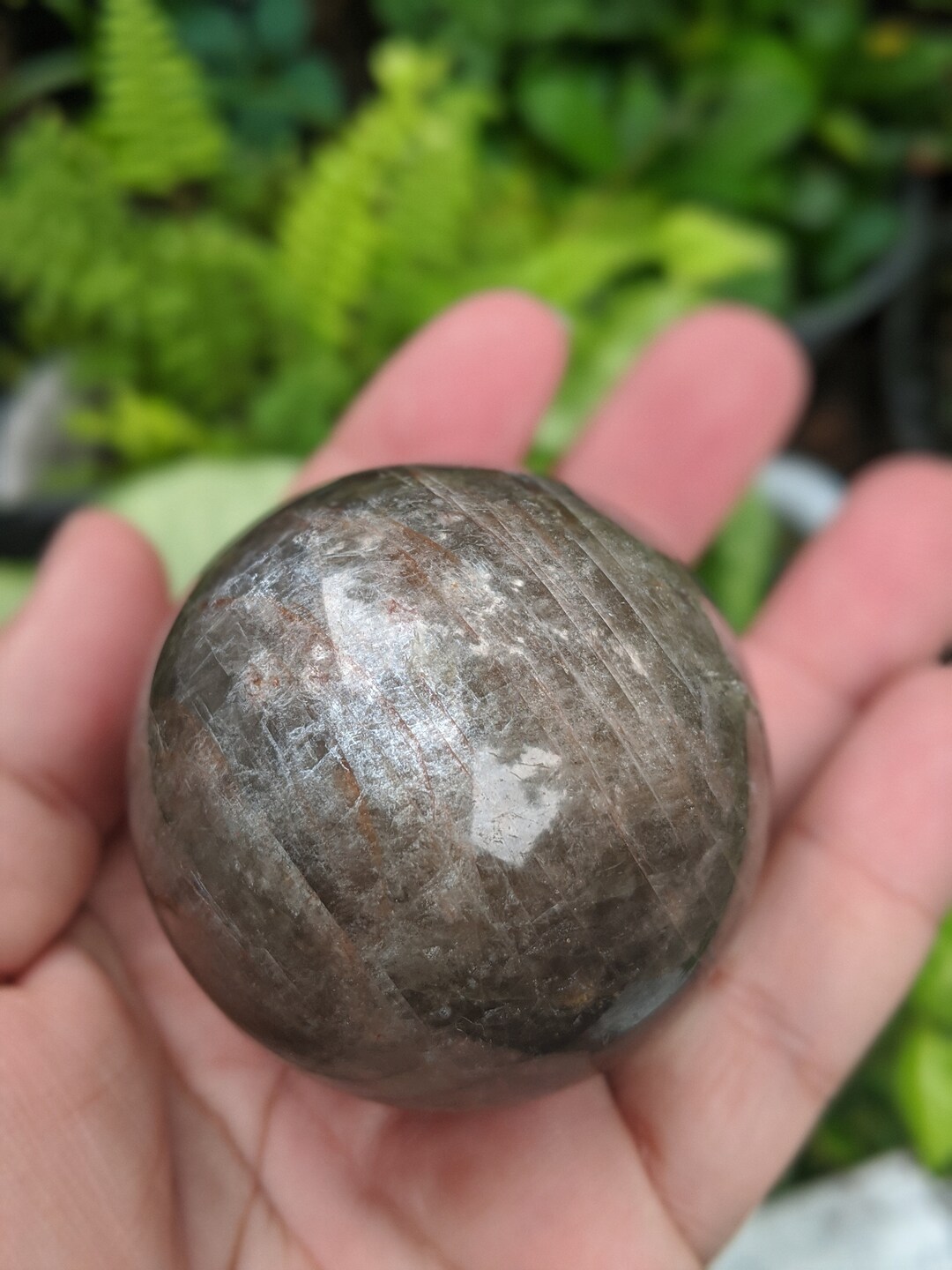 Black Moonstone Sphere Large Polished Goddess Rock Untreated Gemstone ...