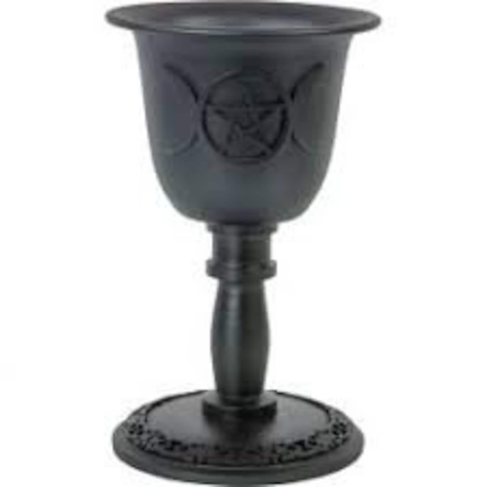 Triple Moon Cast Iron Goblet W/ Pentacle Altar Chalice Goddess - Etsy
