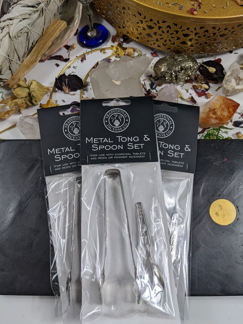 Metal Tong & Spoon Set for Charcoal Discs Resins Herbs Altar - Etsy