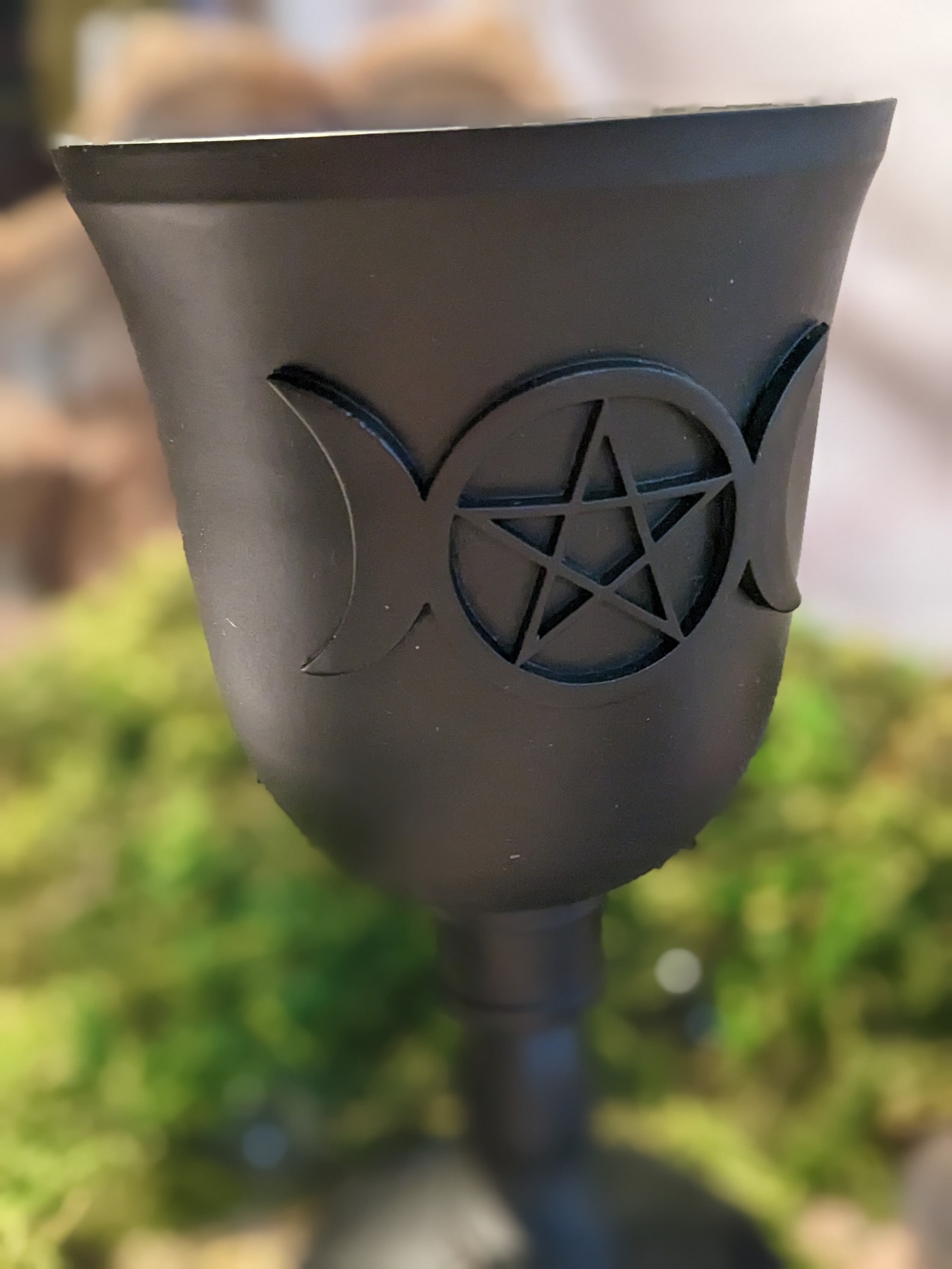 Triple Moon Cast Iron Goblet W/ Pentacle Altar Chalice Goddess - Etsy