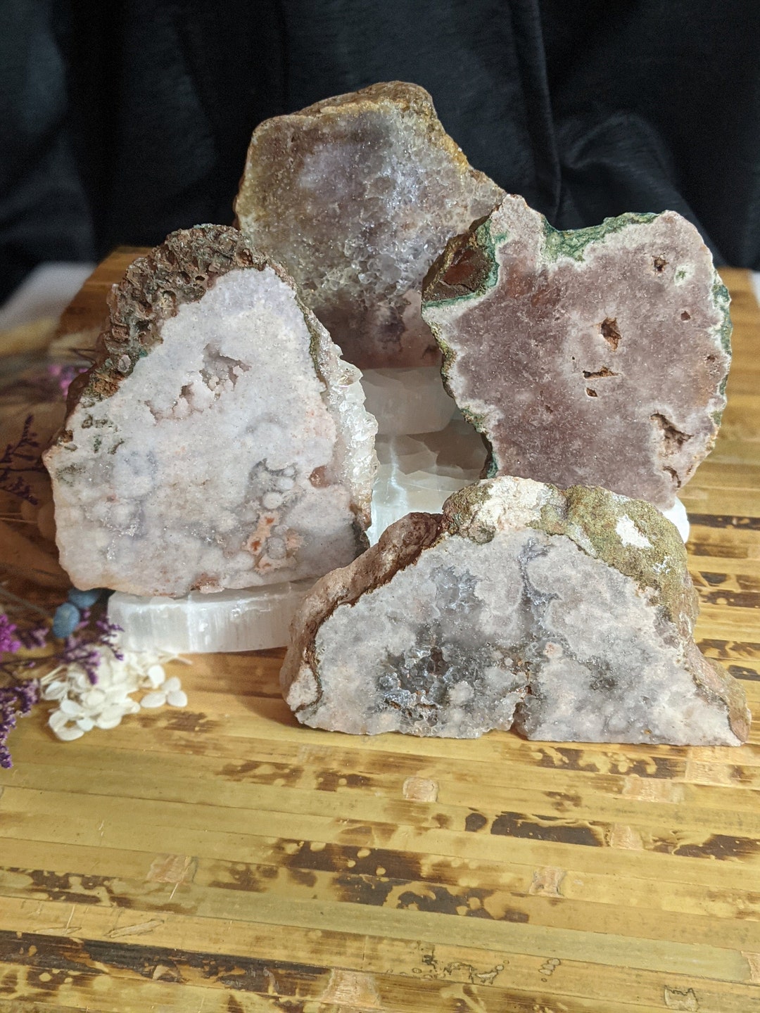 Pink Amethyst Self Standing Freeform Slabs Rare Druzy Semi-polished ...