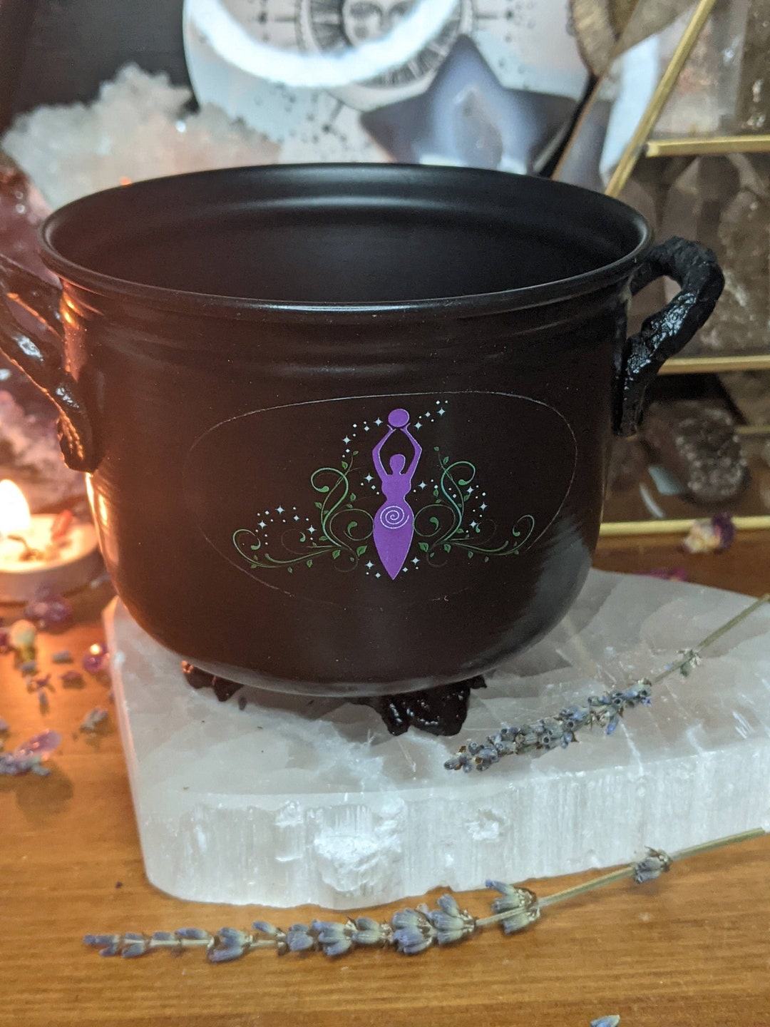 Large Spiral Goddess Black Metal Altar Cauldron Altar Tool Witch Magic ...