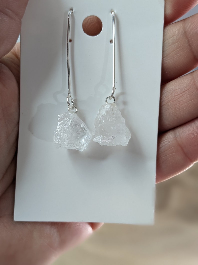 Crystal Chunk Drop Hook Earrings Assorted Stone Gemstone - Etsy