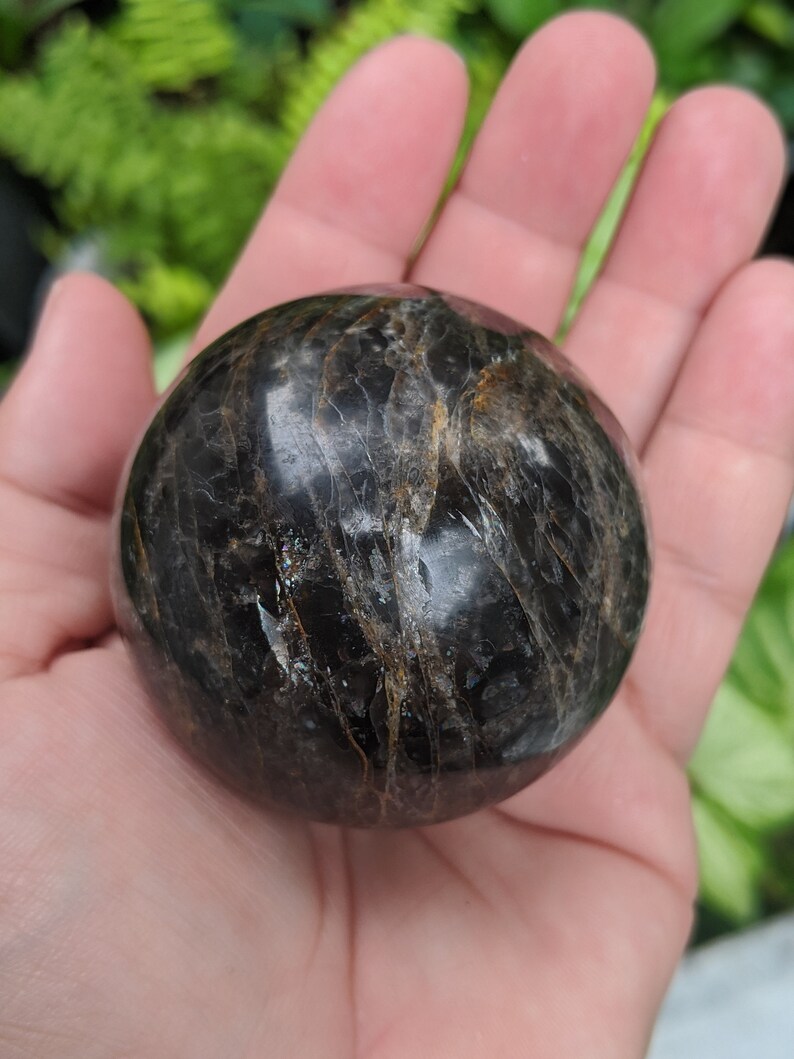 Black Moonstone Sphere Large Polished Goddess Rock Untreated - Etsy