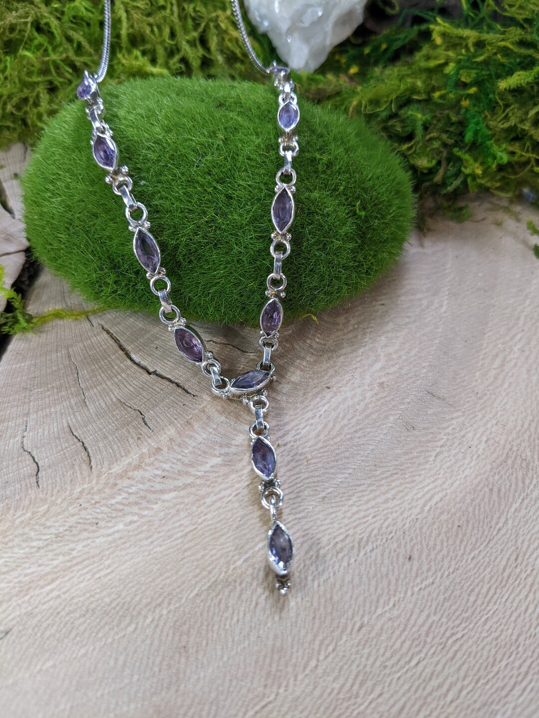 Amethyst Gemstone Necklace 925 Sterling Silver Faceted 16 17 - Etsy
