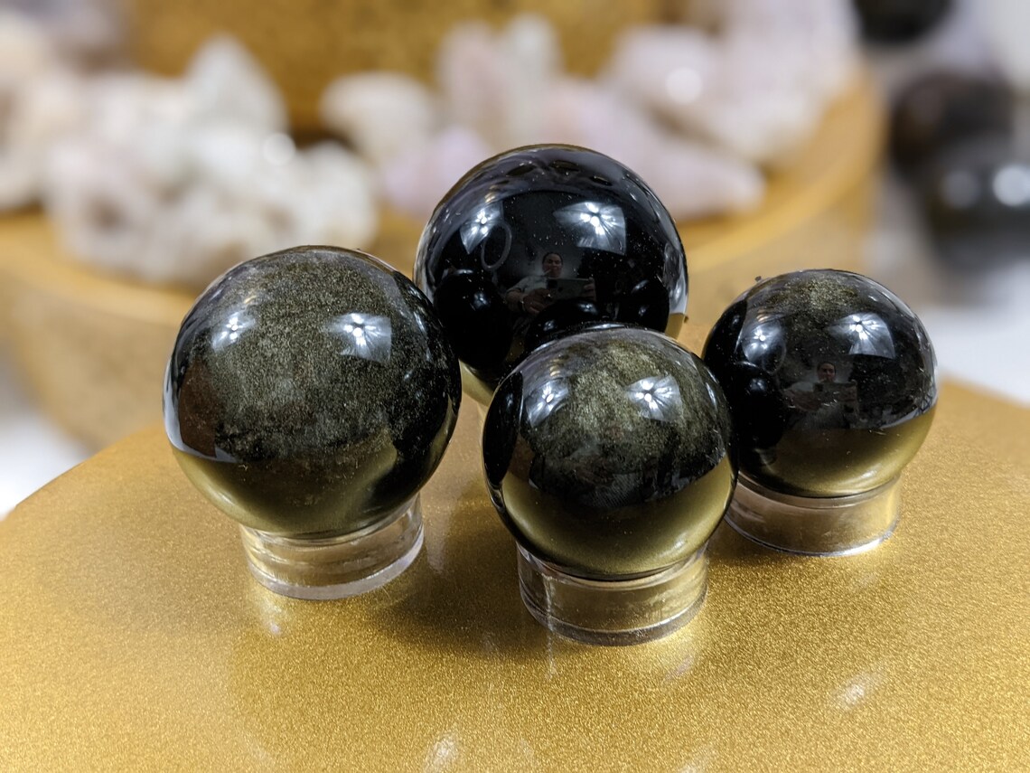 Goldsheen Obsidian Spheres Polished Healing Crystal Ball - Etsy