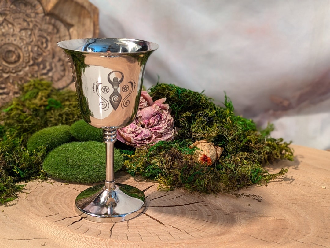 Spiral Goddess Altar Chalice Stainless Steel Lunar Phase Goblet Witch ...