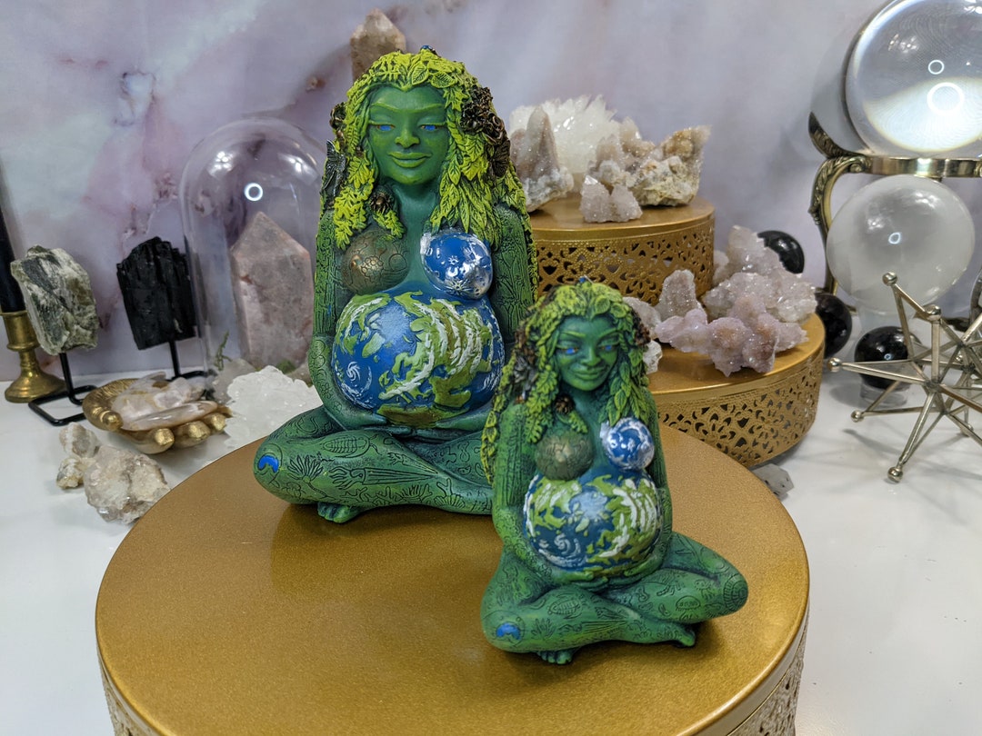 Mother Earth Millennial Gaia Resin Statue Greek Primordial Deity Figurine Nurturing Altar ...