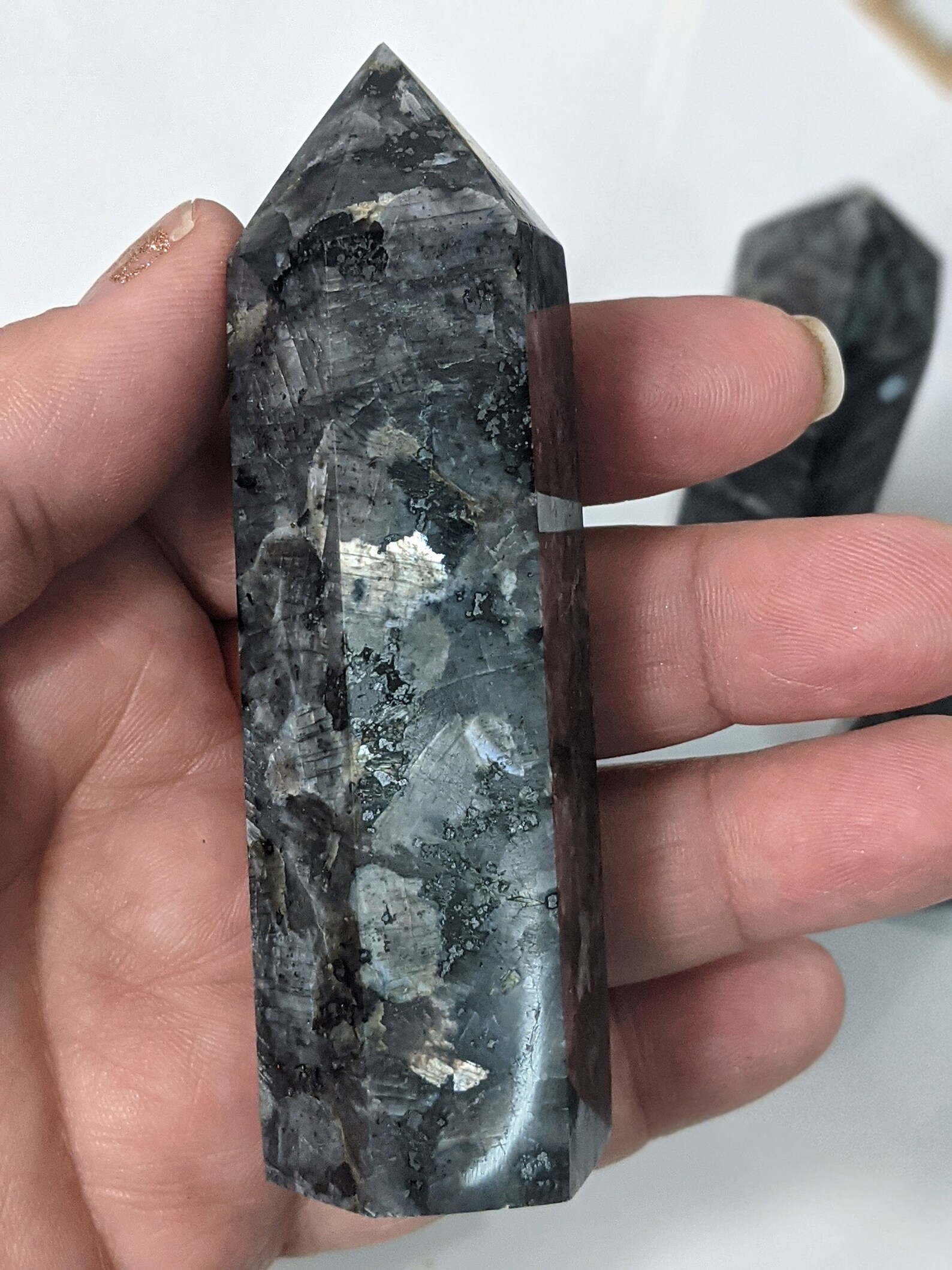 Large Larvikite Tower Natural Stone Mineral Specimen Point | Etsy