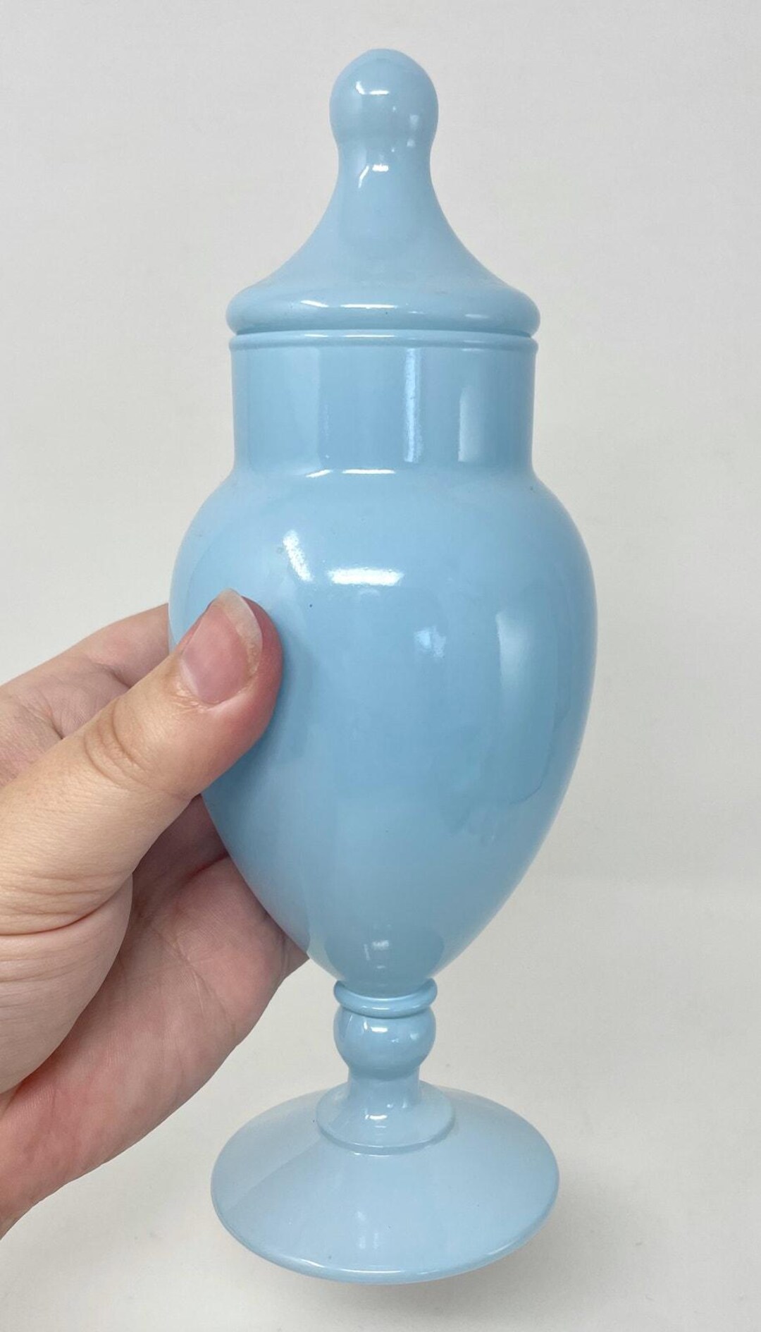 Anchor Hocking Light Blue Glass Apothecary Jar Vintage Lidded 8 1/4 ...
