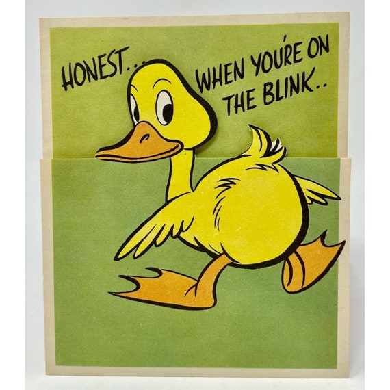 Vintage Get Well Soon Card Articulated Duck Dives in the - Etsy